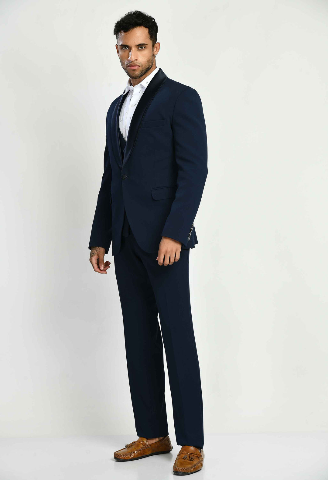 Buy Knitted Navy Blue Self Design Suit - Exclusive Suits for Men Online ...