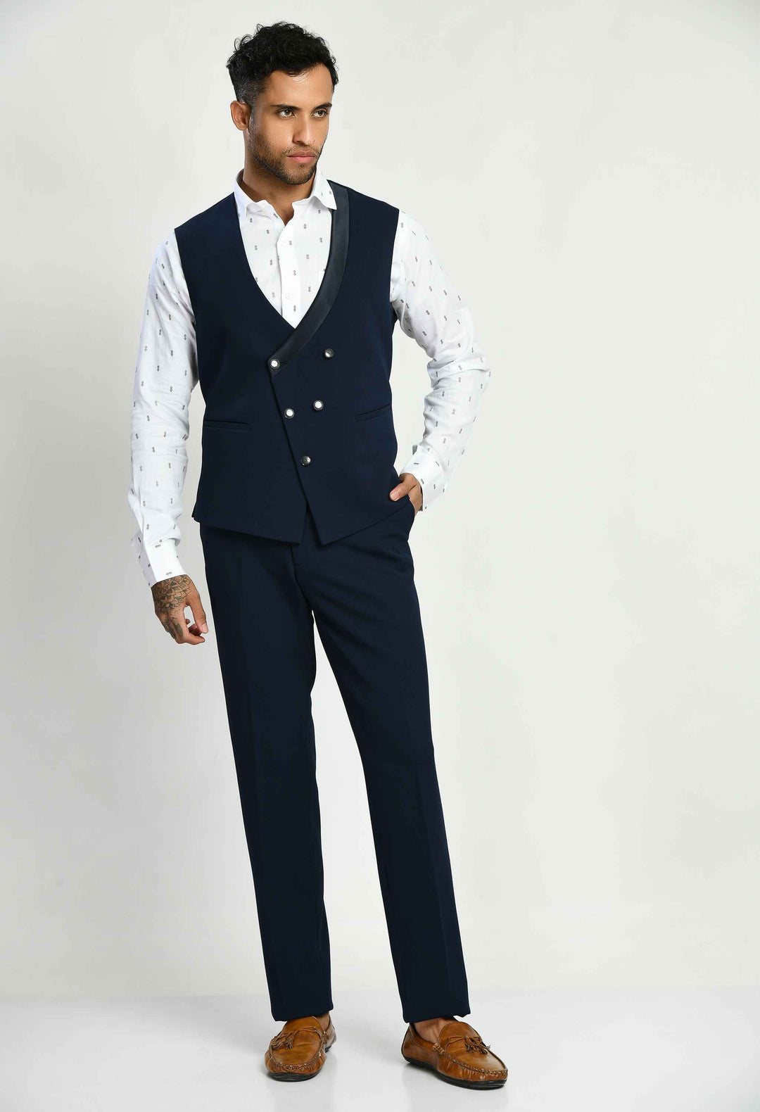 Buy Knitted Navy Blue Self Design Suit - Exclusive Suits for Men Online ...