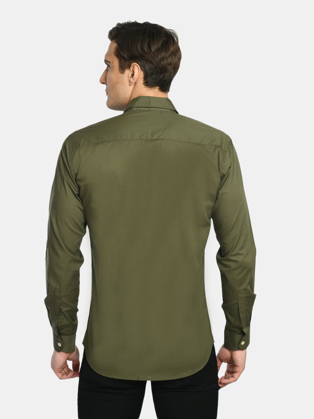 Buy Men's Olive Green Solid Cotton Casual Shirt Online – SQUIREHOOD