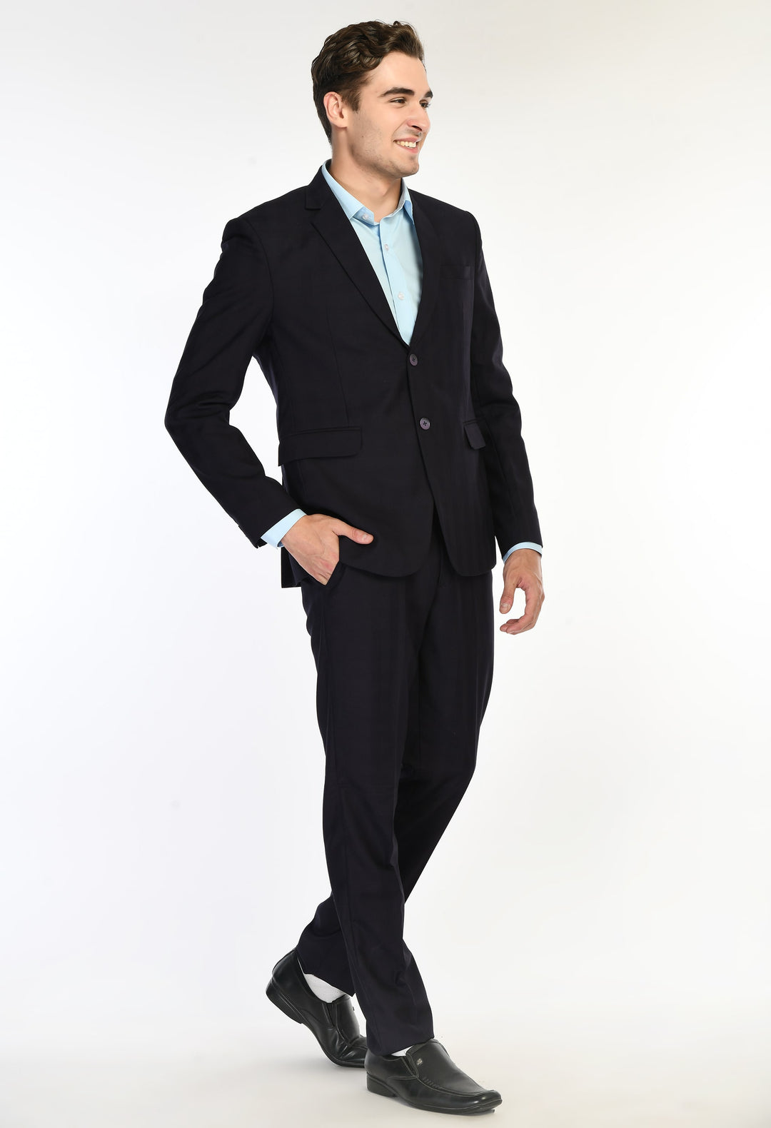 Buy Poly Cotton Self Checked Suit in Blue - Exclusive Suits for Men ...