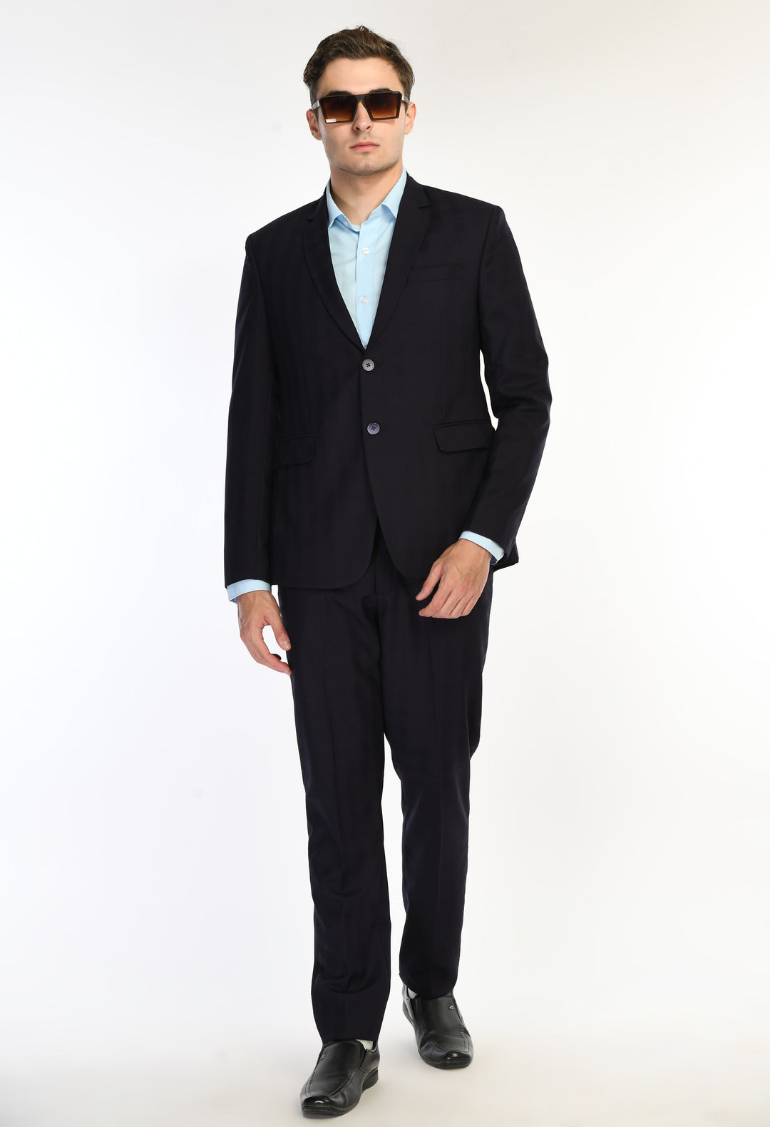 Buy Poly Cotton Self Checked Suit in Blue - Exclusive Suits for Men ...